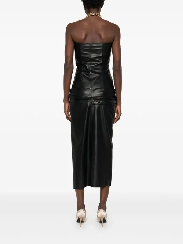 Attico Leather Midi Dress - Black