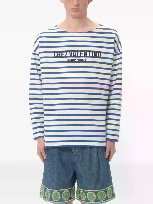 Valentino Garavani Chez-print Striped Cotton T-shirt