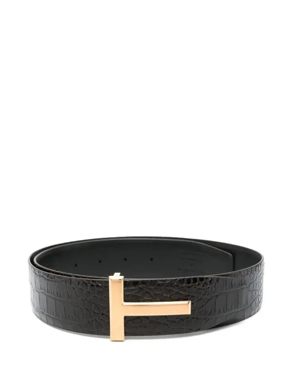 TOM FORD Crocodile-embossed Belt - Brown