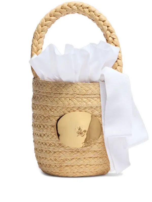 PATOU Raffia Bucket Bag - Neutrals