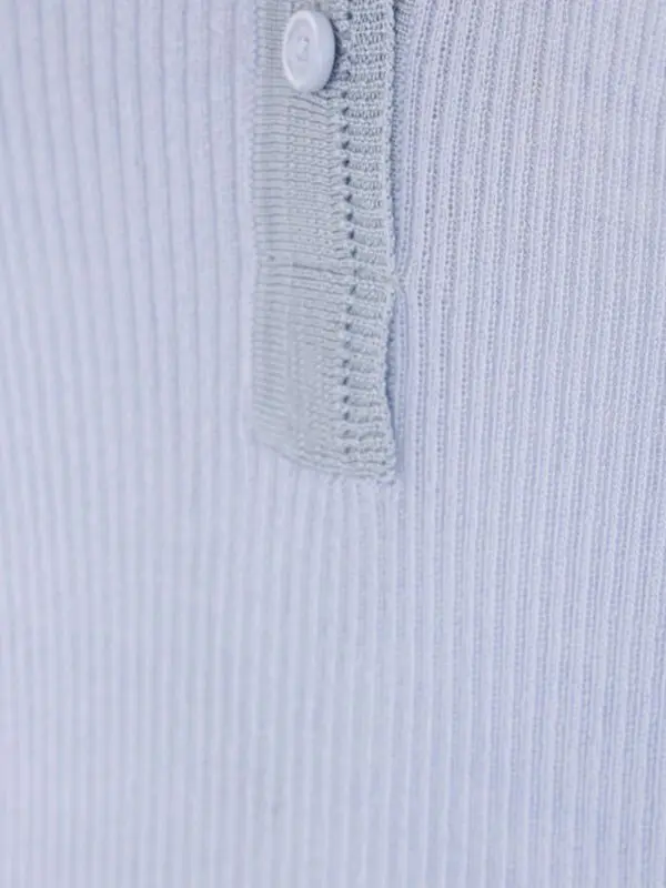 Chloé Ribbed Henley T-shirt - Blue