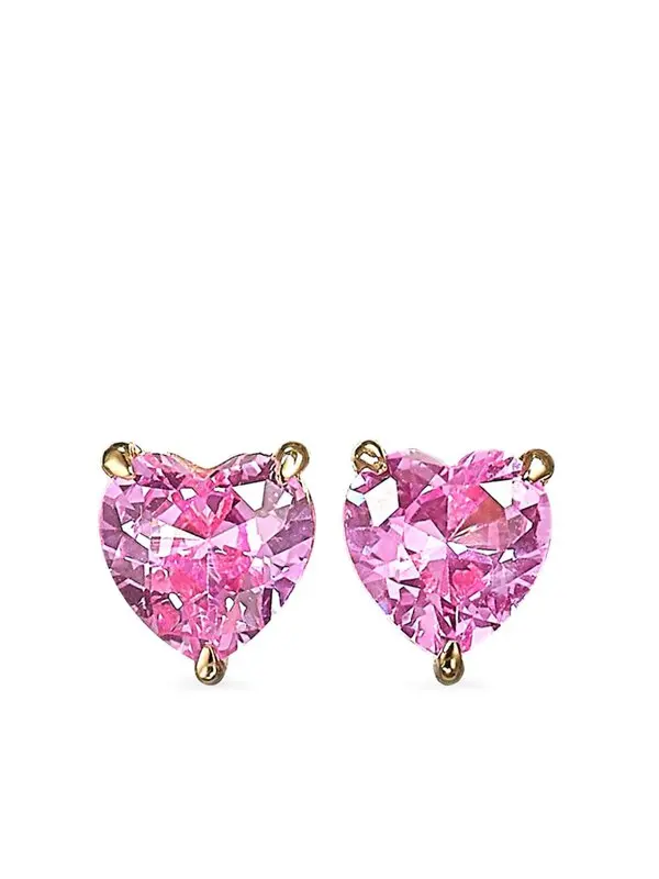 ANABELA CHAN 9kt Yellow Mini Heart Sapphire Stud Earrings - Gold