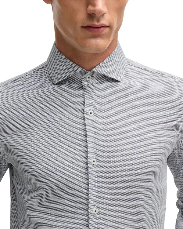 boss slim fit dress shirt Hugo Boss Men's Performance-Stretch Fabric Slim-fit Dress Shirt - Black