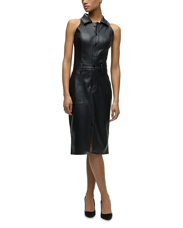Hudson Jeans Halter Neck Utility Faux Leather Dress In Black - 70% Off |  Editorialist