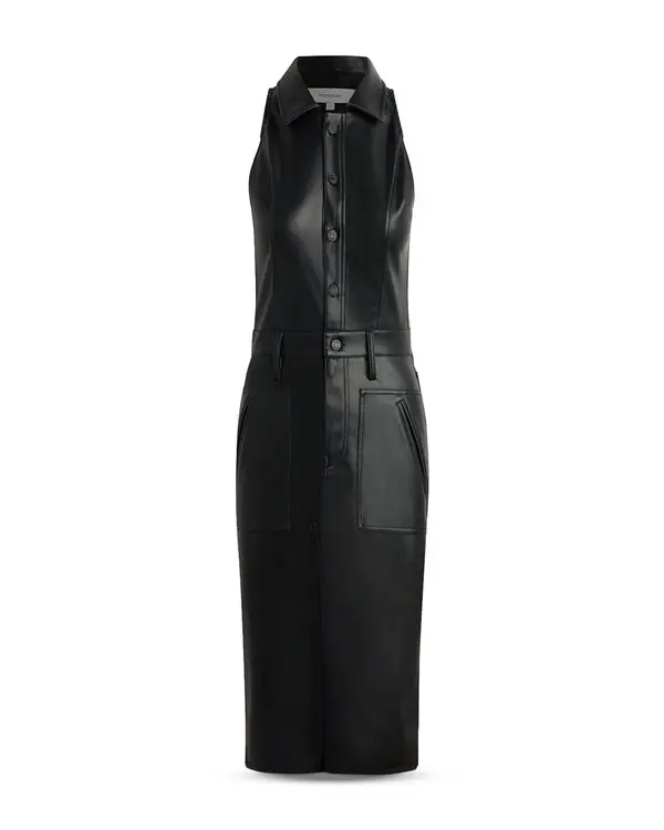 Hudson Jeans Halter Neck Utility Faux Leather Dress In Black - 70% Off |  Editorialist
