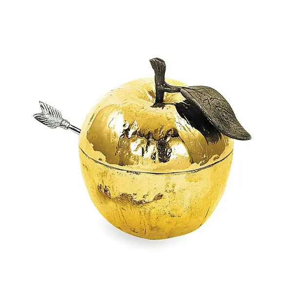 Michael Aram Apple Honey Pot With Spoon - Gold