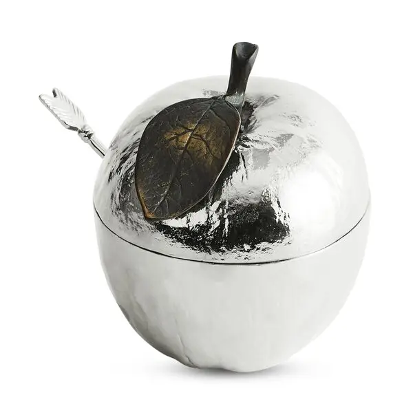 Michael Aram Apple Honey Pot With Spoon - Silver