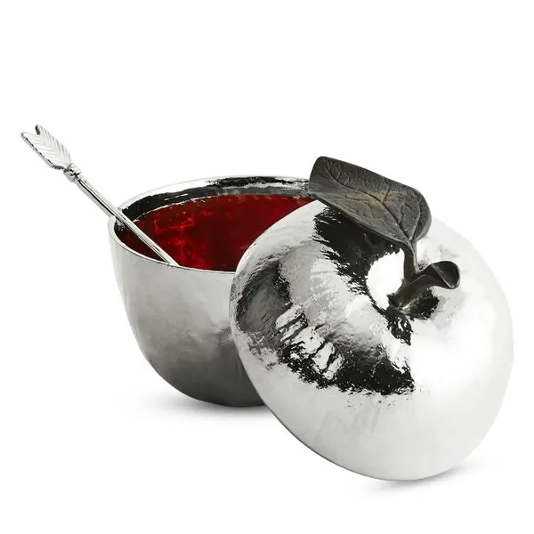 Michael Aram Apple Honey Pot With Spoon - Silver