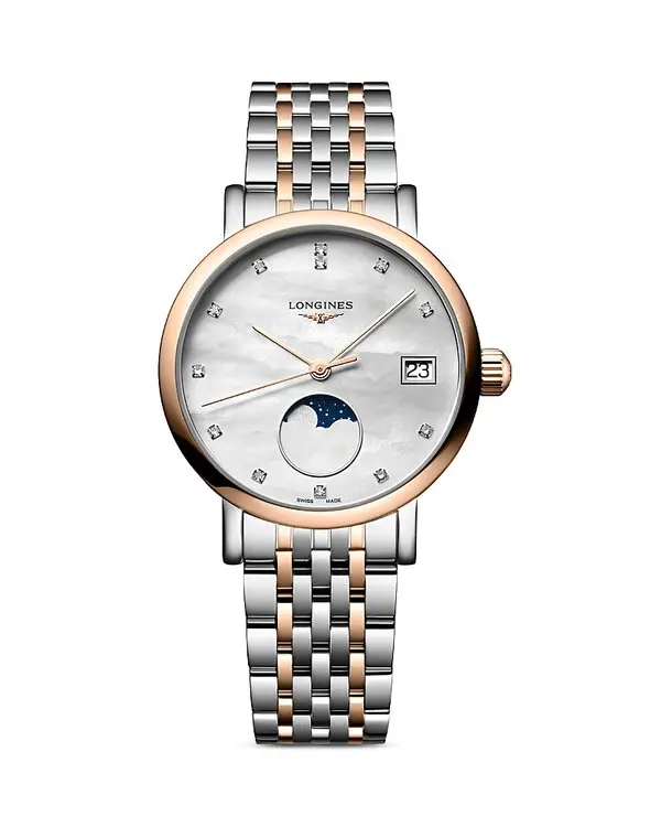 LONGINES Elegant Moonphase 30mm Watch - Silver/two-tone