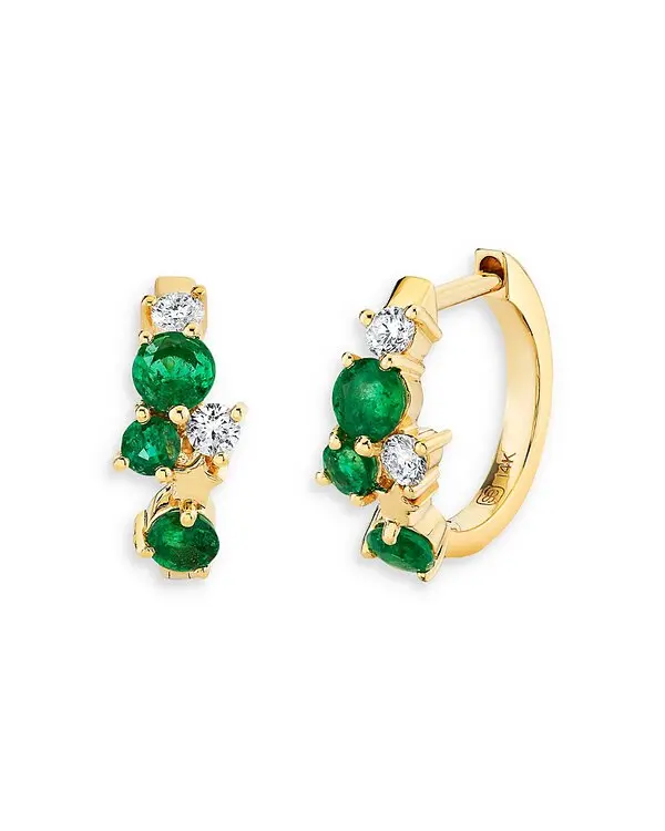 SYDNEY EVAN 14k Yellow Gold Emerald City Huggie Hoop Earrings - Green