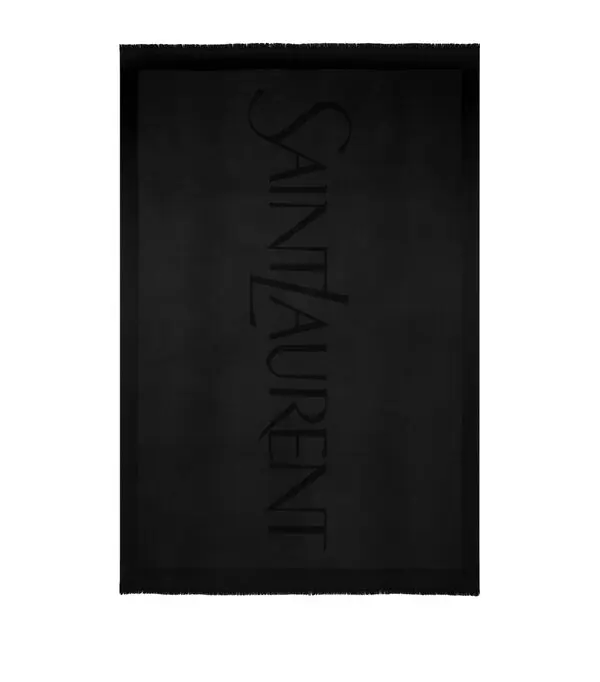 Saint Laurent Wool Logo Scarf - Black