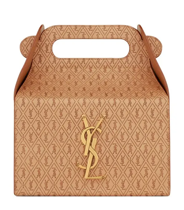Saint Laurent Embossed Take-away Box Bag - Beige
