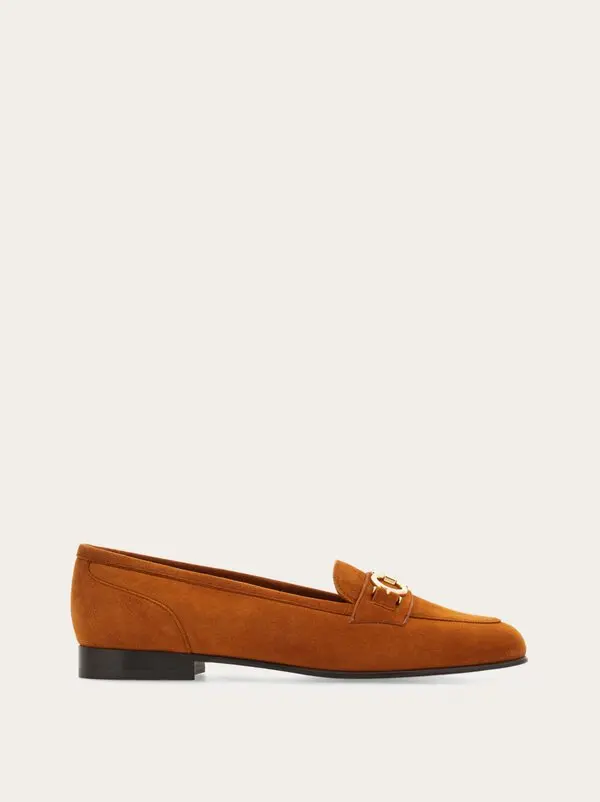 FERRAGAMO Gancini Ornament Loafer - Brown