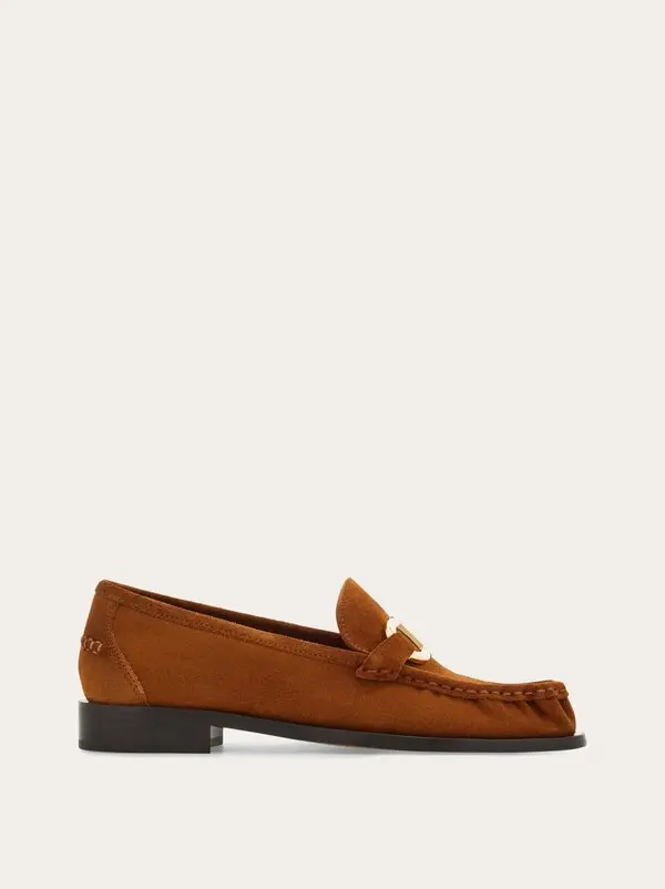 FERRAGAMO Gancini Ornament Loafer - Brown