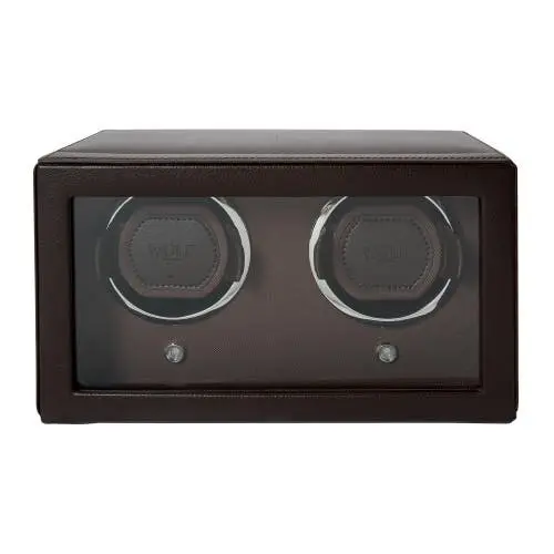 Wolf Cub Double Watch Winder With Cover - Brown