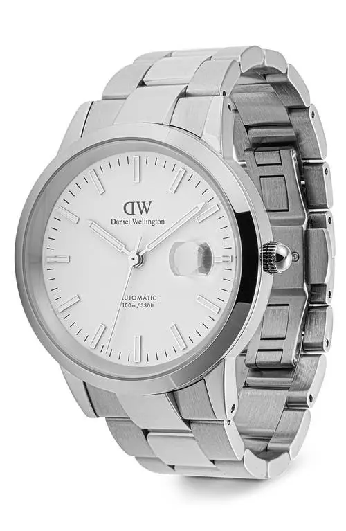 DANIEL WELLINGTON Iconic Link Automatic Bracelet Watch - Silver