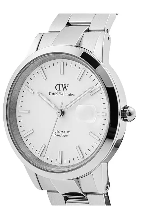DANIEL WELLINGTON Iconic Link Automatic Bracelet Watch - Silver