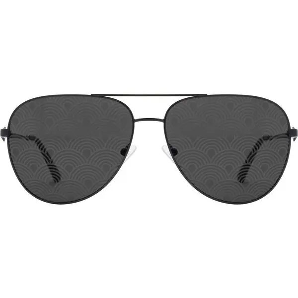 Kurt Geiger 65mm Oversize Pilot Sunglasses - Black/ Rainbow Mirror