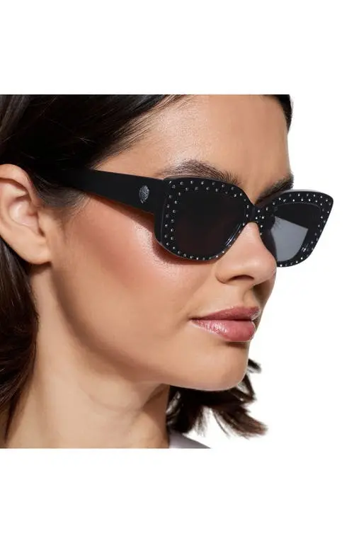 Kurt Geiger 52mm Rectangular Sunglasses - Size-black/ Smoke
