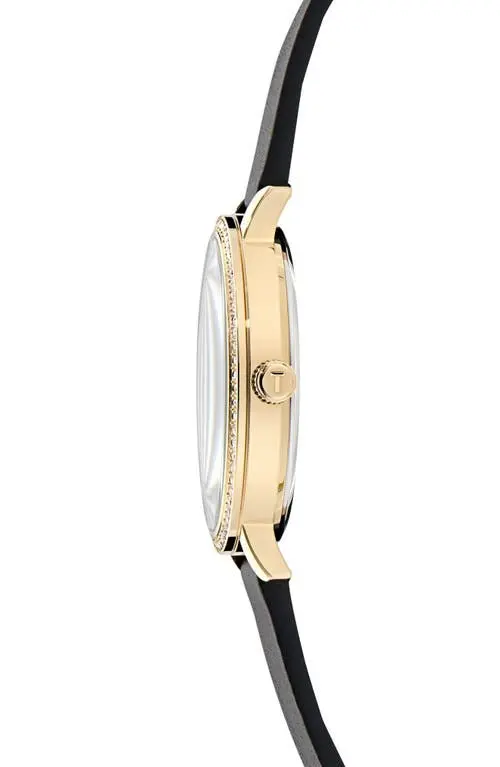 Ted Baker London Floral Leather Strap Watch - Black