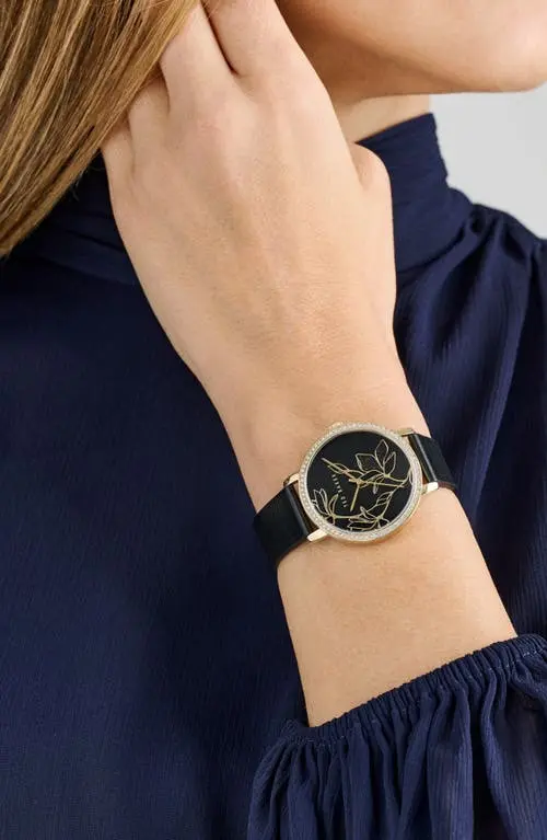 Ted Baker London Floral Leather Strap Watch