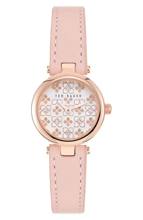 Ted Baker London Jolyye Leather Strap Watch - Pink