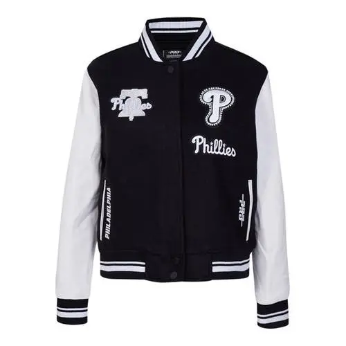 PRO STANDARD Philadelphia Phillies Faux Pearl Embellished Varsity Jacket - Black