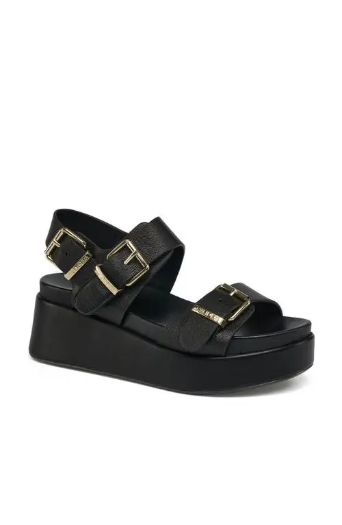 J/SLIDES NYC Brooke Wedge Sandal - Black
