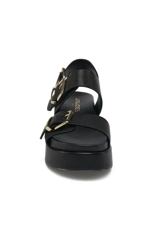 J/SLIDES NYC Brooke Wedge Sandal - Black