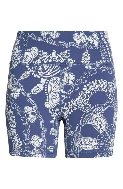 Free People Printed Bike Shorts - Blue Indigo Bandana