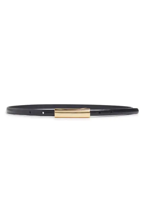 FAVORITE DAUGHTER Leather Skinny Belt - Black /gold