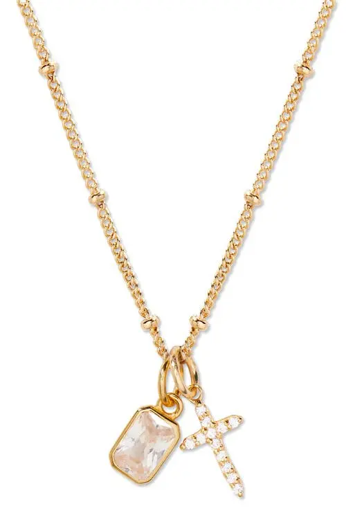 BROOK & YORK Josephine Cross & Birthday Pendant Necklace - Gold April
