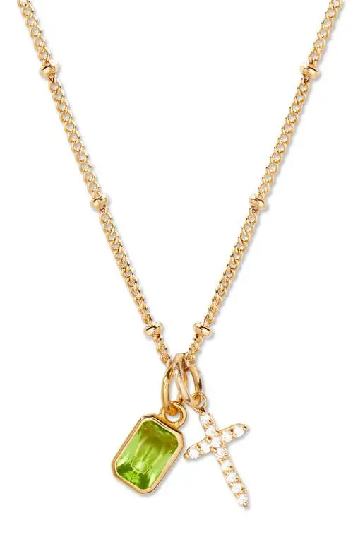 BROOK & YORK Josephine Cross & Birthday Pendant Necklace - Gold August
