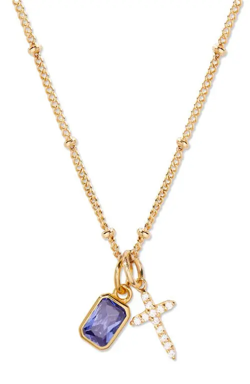 BROOK & YORK Josephine Cross & Birthday Pendant Necklace - Gold June