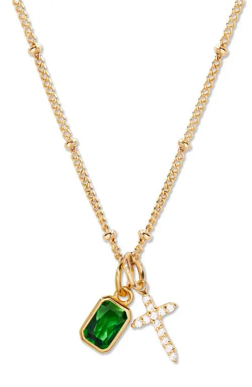BROOK & YORK Josephine Cross And Birthstone Pendant Necklace - Gold May