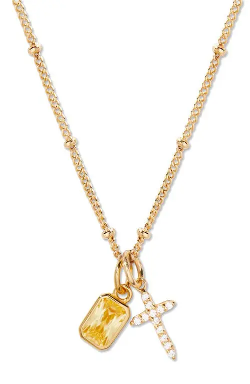 BROOK & YORK Josephine Cross & Birthday Pendant Necklace - Gold November