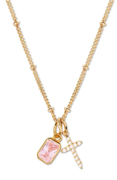 BROOK & YORK Josephine Cross & Birthday Pendant Necklace - Gold October