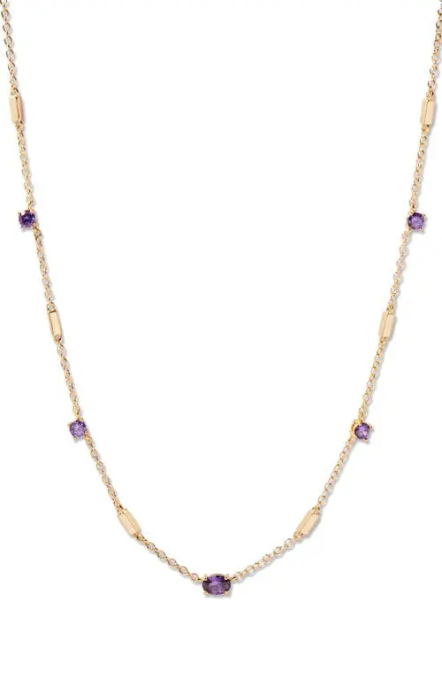 BROOK & YORK Brenna Birthstone Station Necklace - Gold February