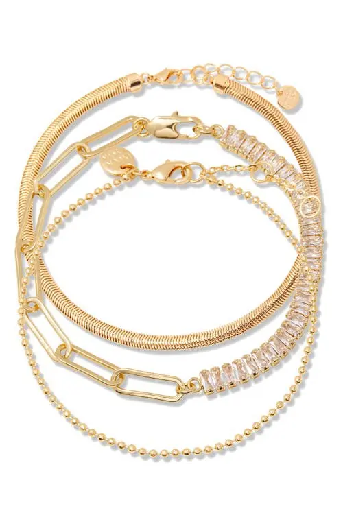 BROOK & YORK Priya Birthstone Tennis Bracelet Set - Gold April