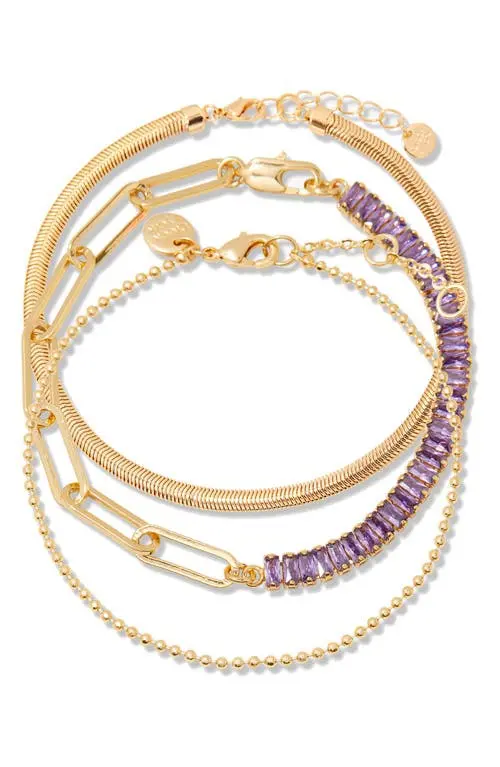 BROOK & YORK Priya Birthstone Tennis Bracelet Set - Gold February