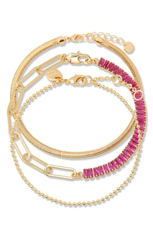 BROOK & YORK Priya Birthstone Tennis Bracelet Set - Gold July
