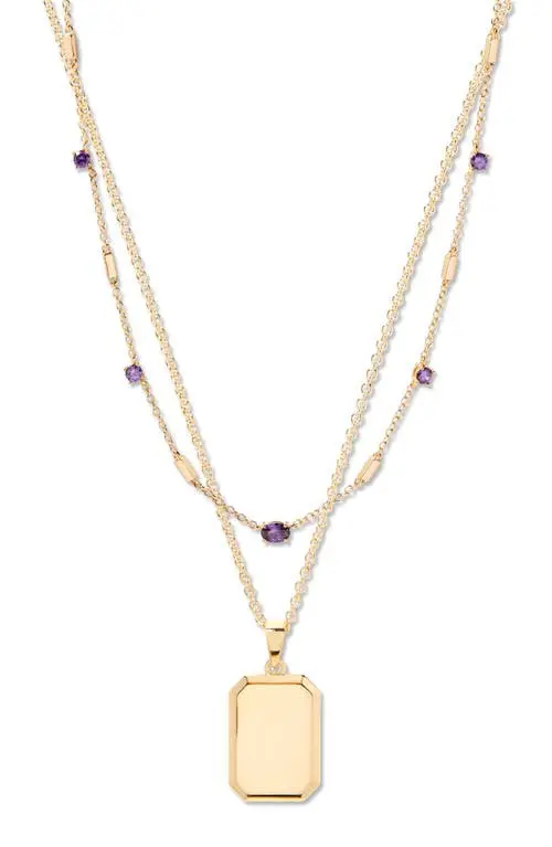 BROOK & YORK Willow Birthstone Layered Necklace - Gold February