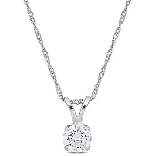 JULIANNA B. Lab-grown Diamond Solitaire Pendant Necklace - White Gold