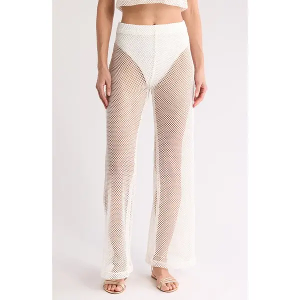 BOAMAR Atalaya Mesh Wide Leg Cover-up Pants - Vanilla