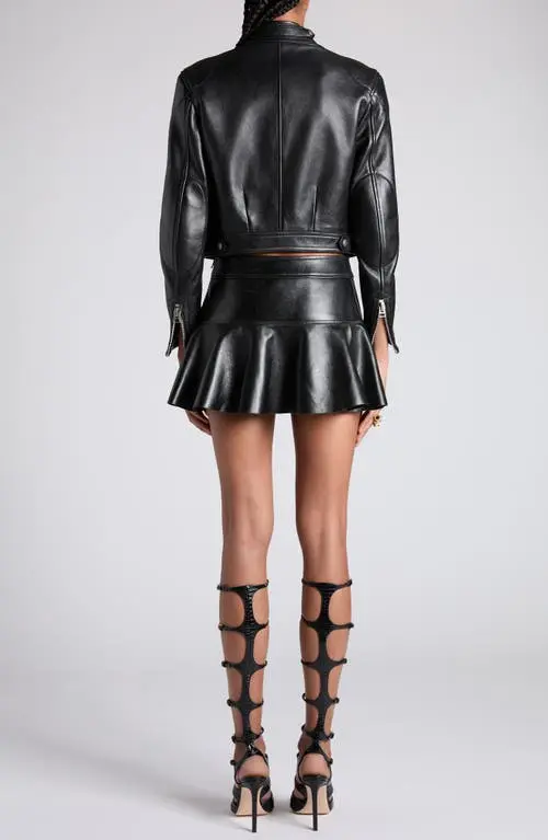 TOM FORD Glossy Plongé Lambskin Leather Zip Jacket
