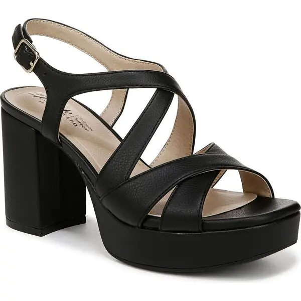 LIFESTRIDE Adrianna Slingback Platform Sandals - Black