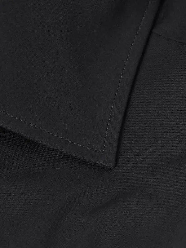 Zegna Trofeo Cutaway-collar Cotton-poplin Shirt - Black
