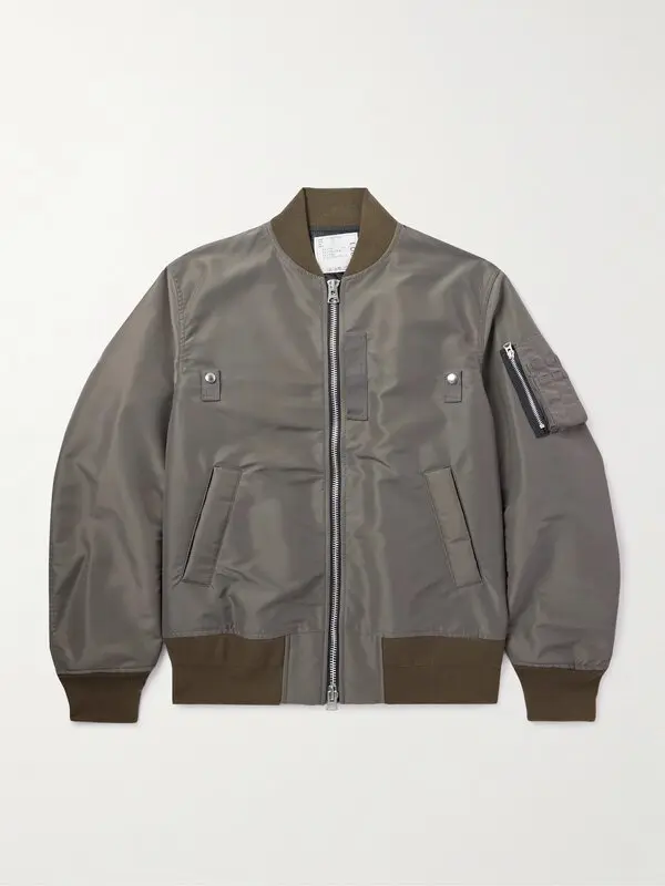 Sacai Padded Nylon-twill Bomber Jacket - Gray