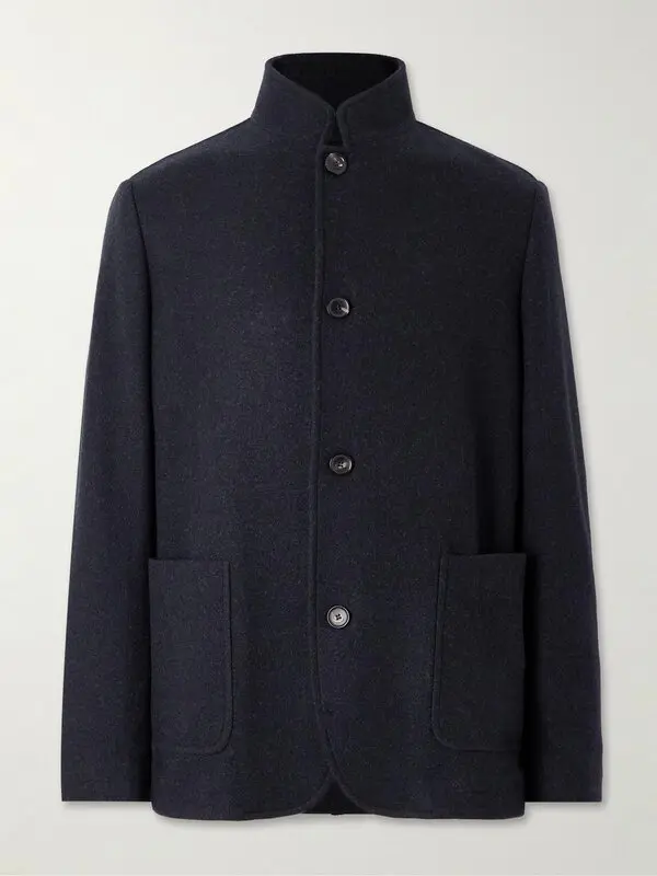 Loro Piana Spagna Nehru-collar Unstructured Cashmere-blend Jersey Suit Jacket - Blue