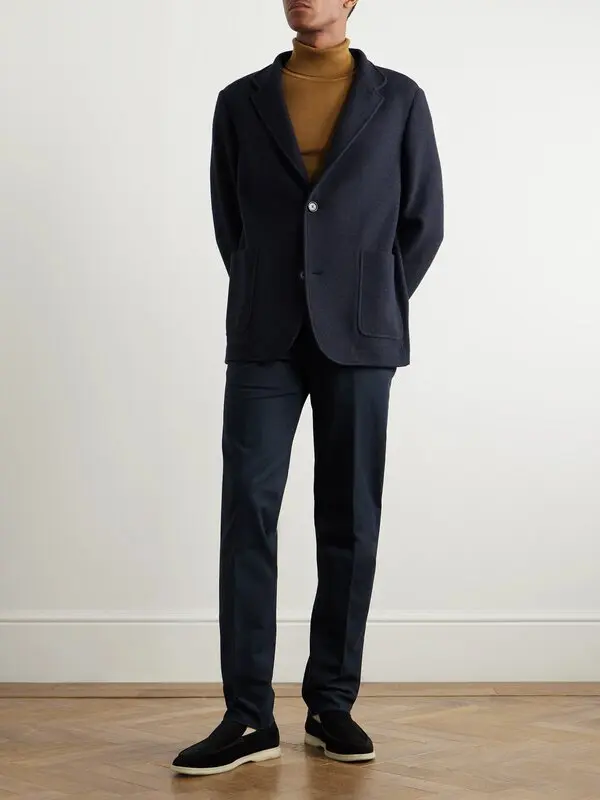 Loro Piana Spagna Nehru-collar Unstructured Cashmere-blend Jersey Suit Jacket - Blue